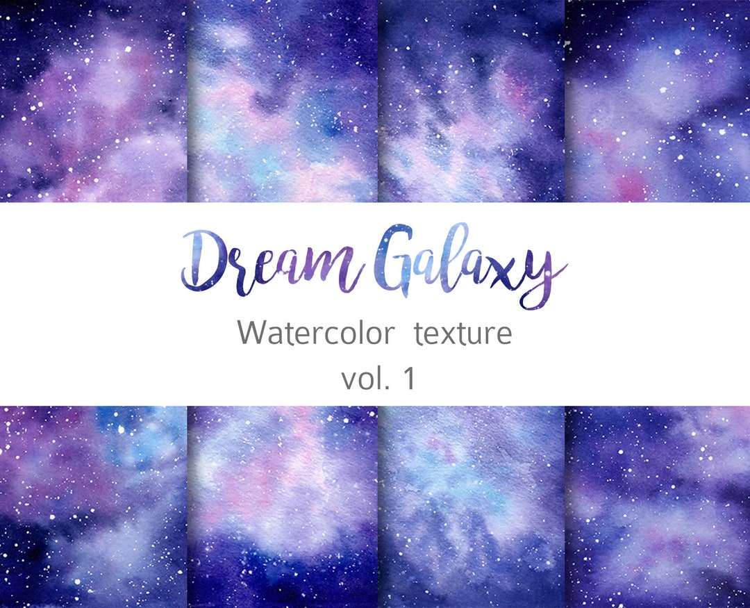 Watercolor Purple Galaxy Digital Paper, Starry Sky Watercolor Texture ...