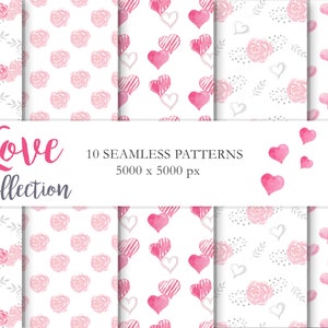 Watercolor Pink Love Digital Paper Scrapbook Floral Paper - Etsy