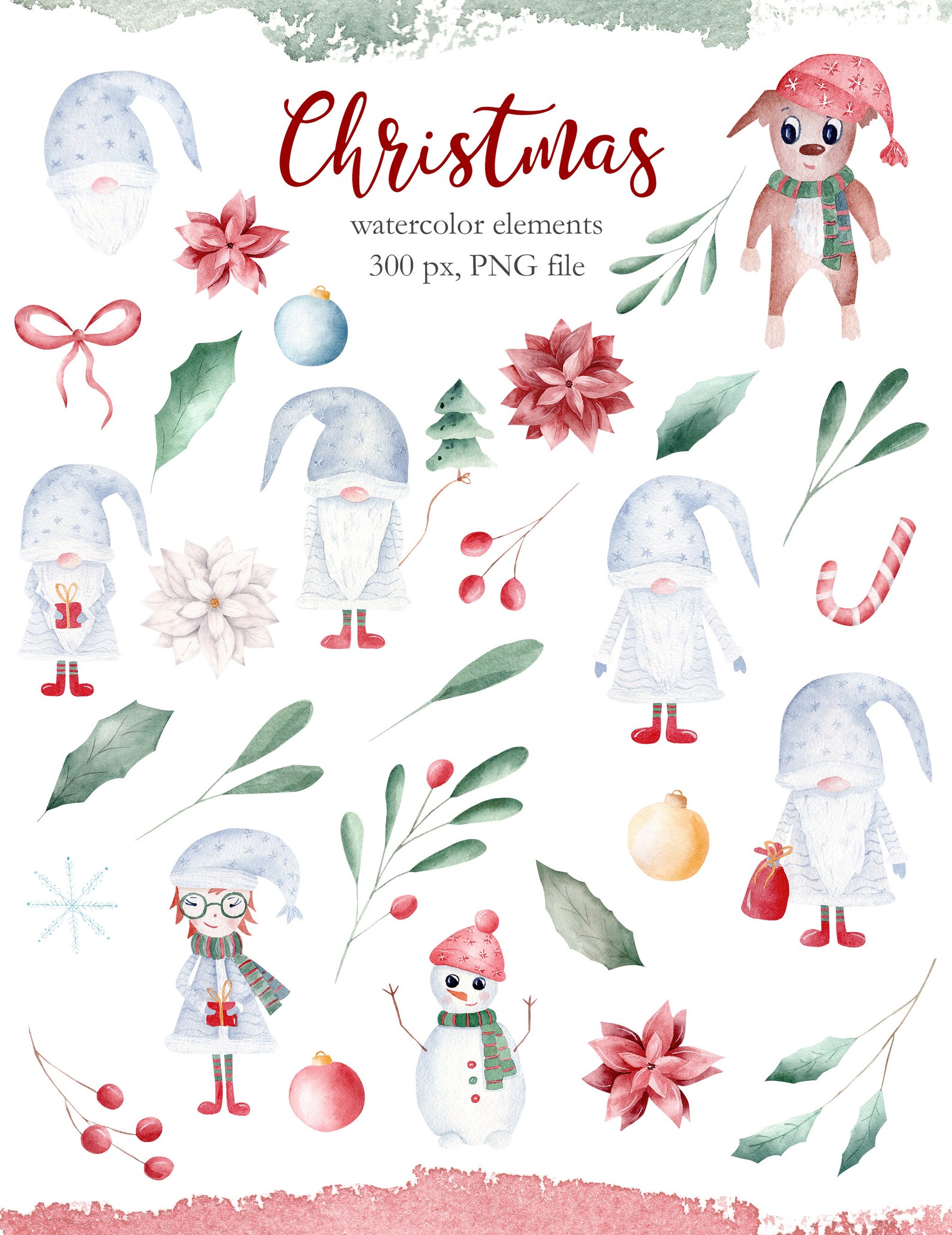 Christmas PNG Watercolor Clipart Set 32 Holiday Clipart - Etsy