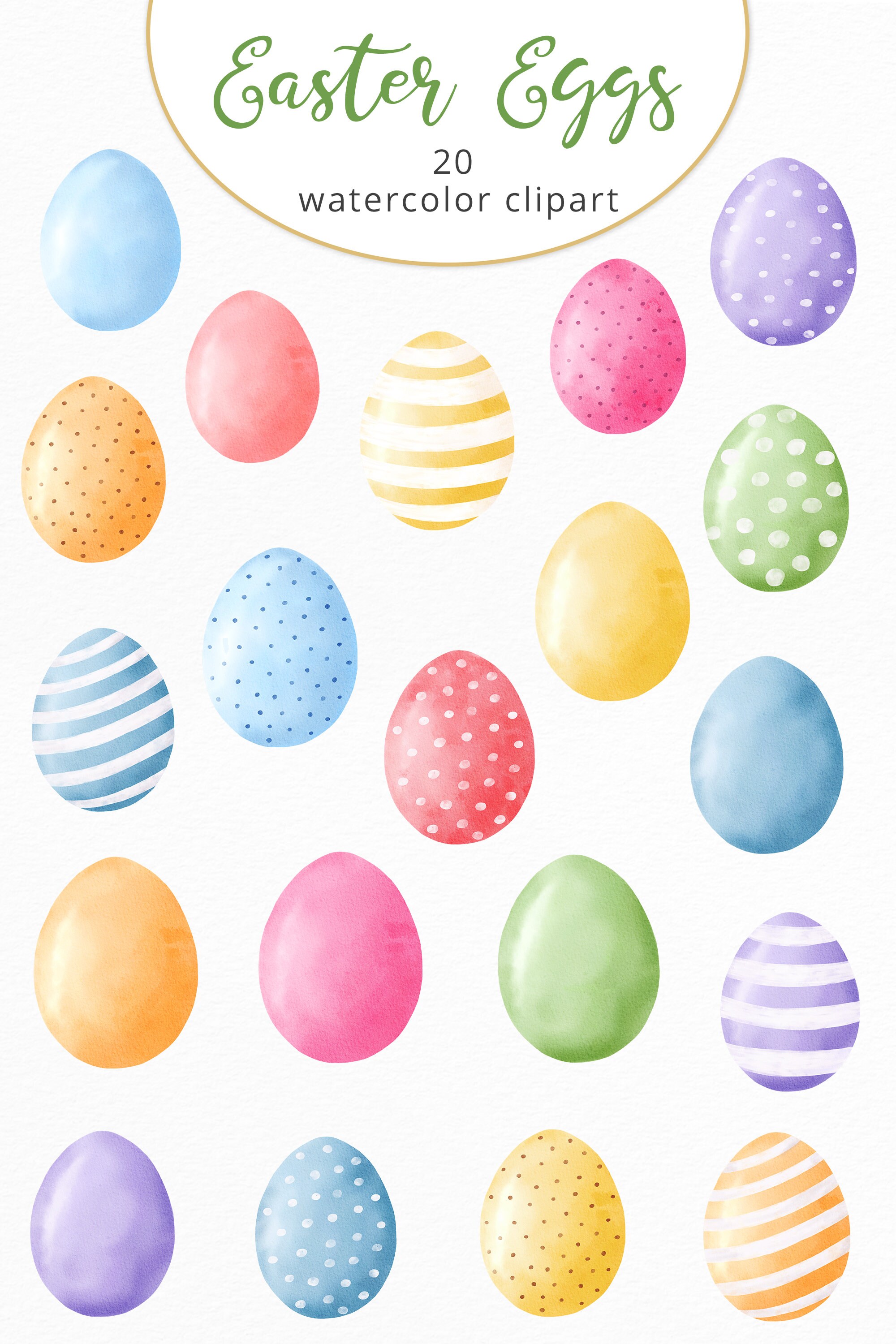 Easter Eggs Watercolor Clipart Spring Clipart Paster Color | Etsy