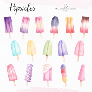 Watercolor Popsicle Clip Art, Summer Clipart, Ice Cream Clip Art, Beach ...
