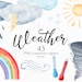 Weather Watercolor Clipart Set, Cloud Sun Rainbow Illustration, Tornado ...