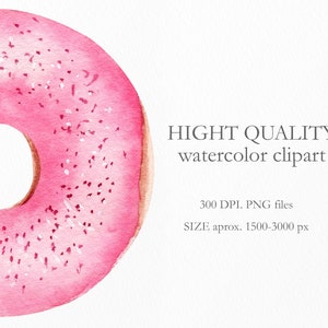 Watercolor Donuts Clipart, Sweet Bakery Food Clipart, Donut Birthday ...
