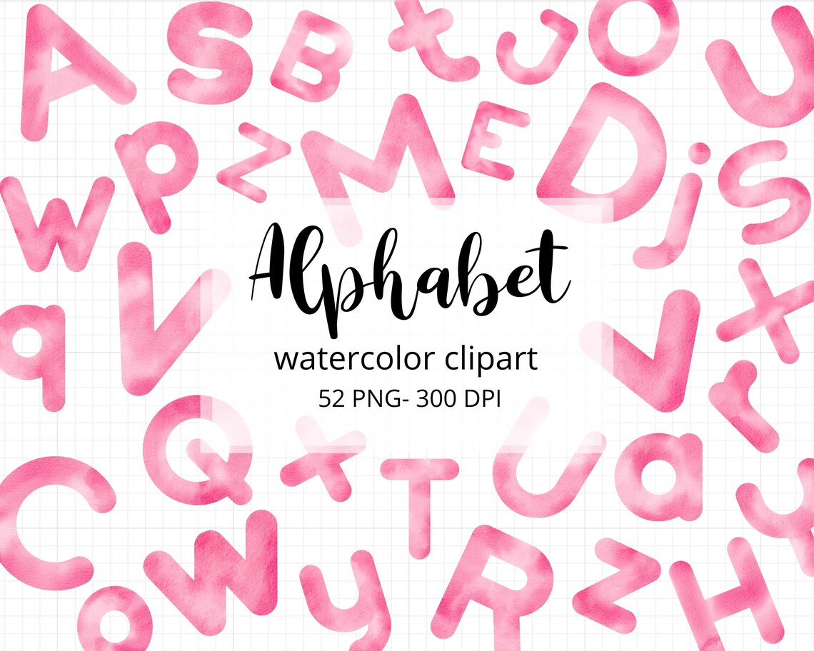 Watercolor Aphabet Clipart Watercolor Letters Hand Drawn - Etsy