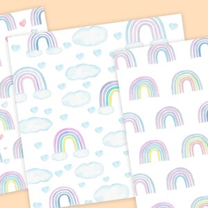 Watercolor Pastel Rainbow Digital Paper, Rainbow Baby Shower Pattern ...