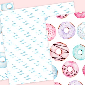 Donut Digital Paper, Watercolor Donuts Paper Pack, Donut Birthday ...