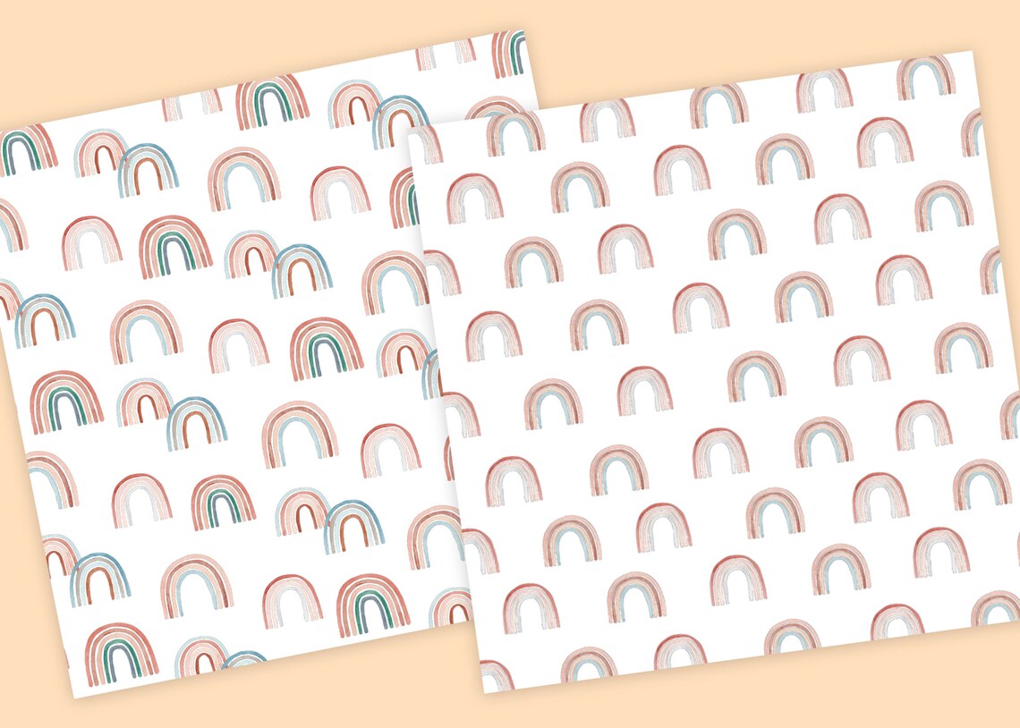 Rainbow Watercolor Clipart & Digital Paper Pack. Neutral Color - Etsy