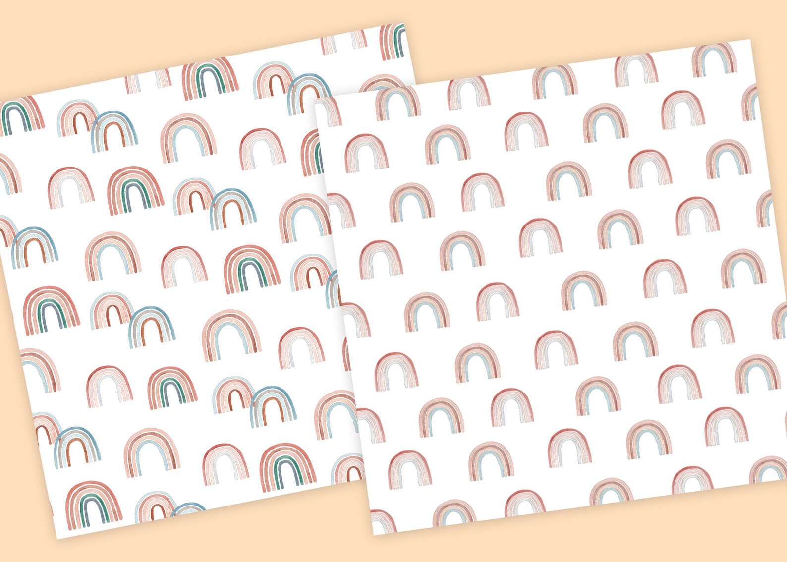 Rainbow Watercolor Clipart & Digital Paper Pack. Neutral Color Rainbows ...