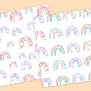 Rainbow Watercolor Clipart & Digital Paper Set. Hand Painted Rainbows ...
