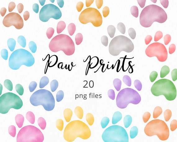 Paw Print Watercolor Clipart Paw Prints Clip Art Set Dog Paw - Etsy España