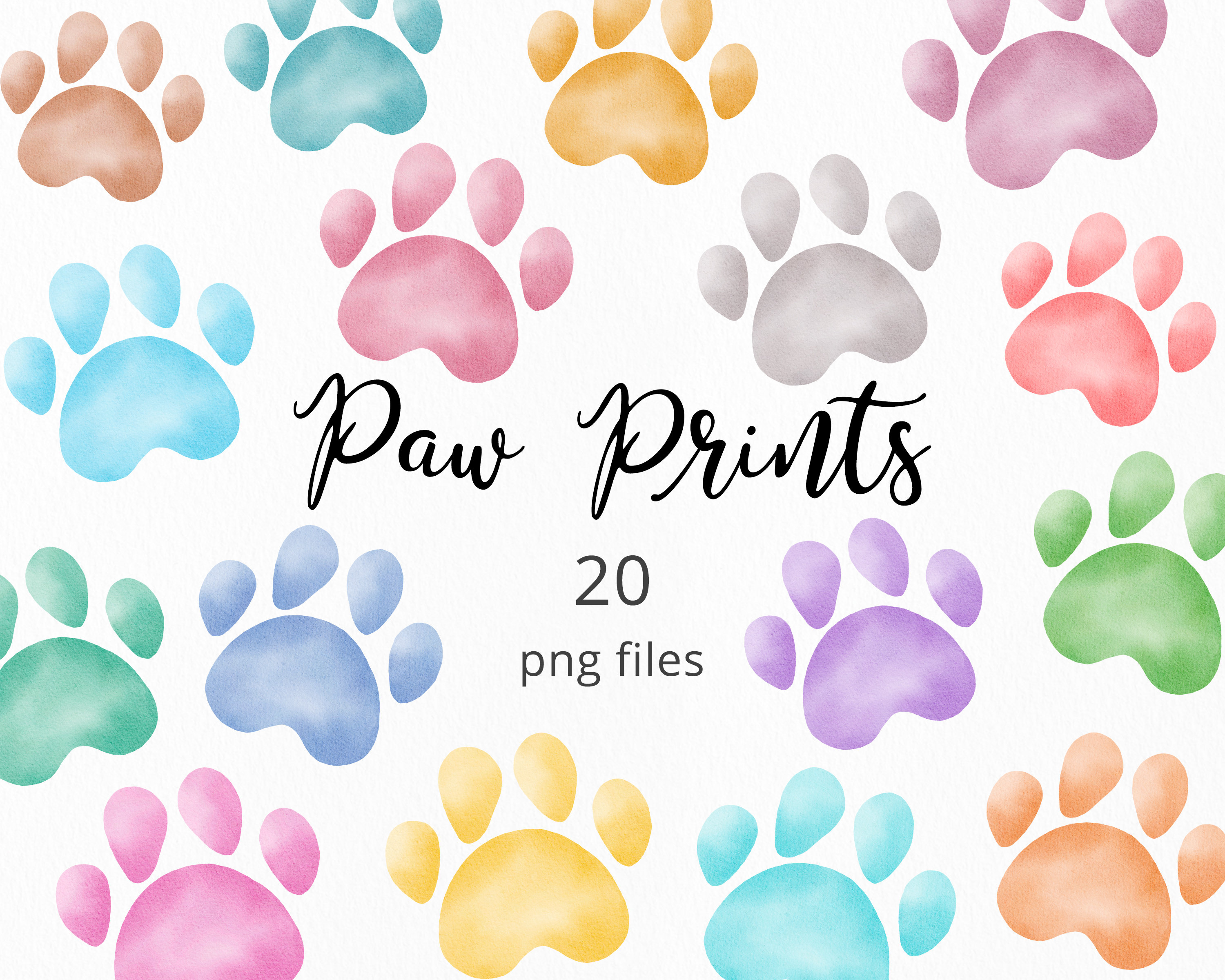 Paw Print Watercolor Clipart Paw Prints Clip Art Set Dog Paw - Etsy Canada