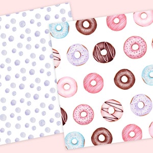 Donut Digital Paper, Watercolor Donuts Paper Pack, Donut Birthday ...