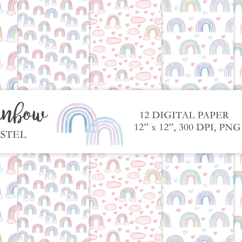 Pastel Rainbow Digital Paper - Etsy