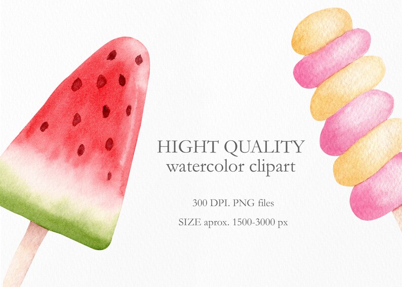 Ice Cream Watercolor Clipart Popsicles Clip Art Ice Cream - Etsy
