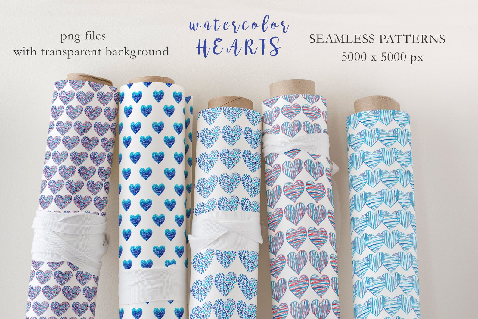 Watercolor Blue Hearts Digital Paper . Romantic Watercolor - Etsy