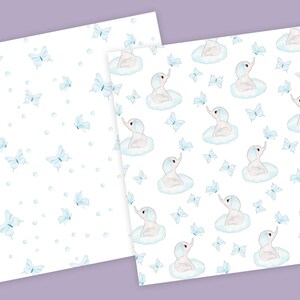 Digital Paper Watercolor Baby Boy Elephant, Baby Paper Pack, Nursery ...