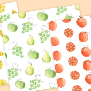 Fruit & Vegetables Watercolor Digital Papers, 15 Summer Seamless ...