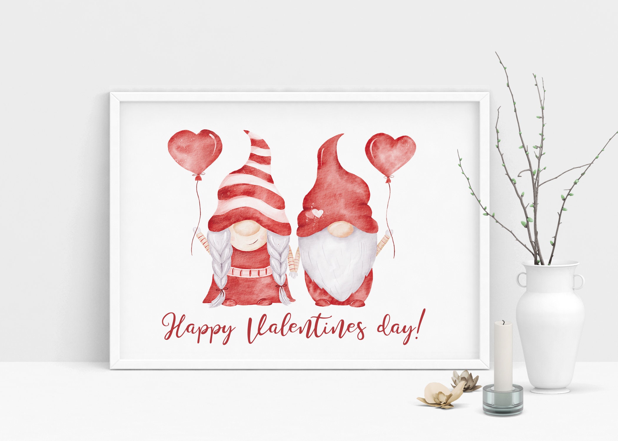 Valentines Day Gnome Watercolor Clipart Cute Love Clipart - Etsy
