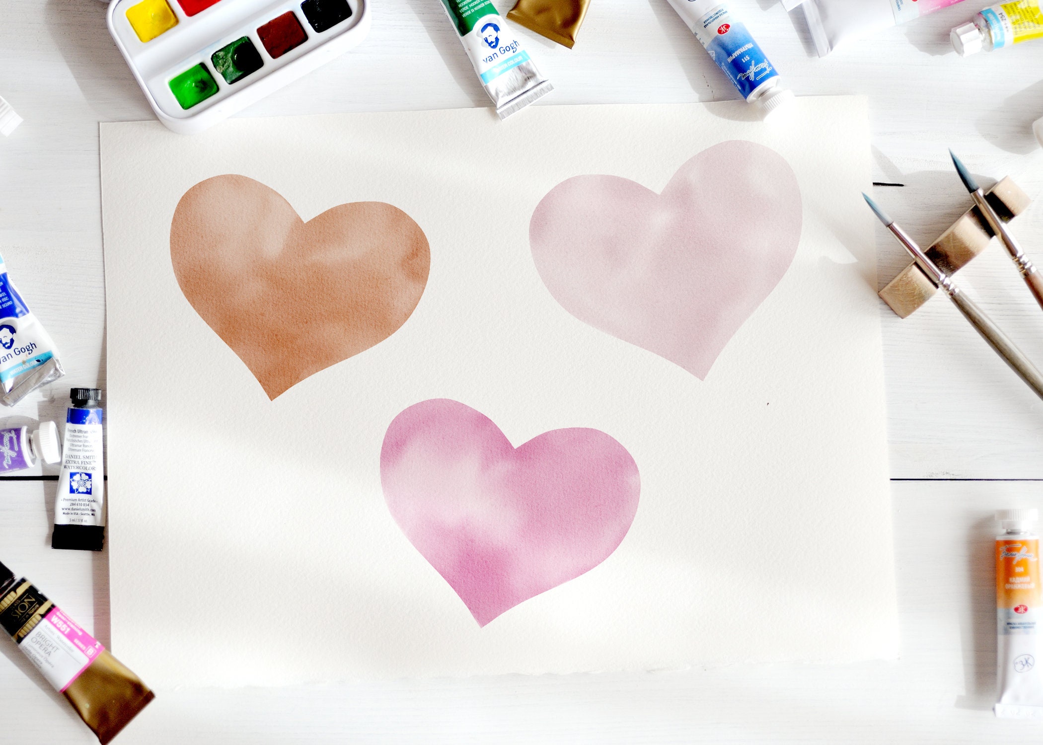 Hand Drawn Heart Watercolor Clipart Set, Cute Love Clipart, Valentines ...
