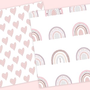 Boho Rainbow Watercolor Digital Paper, Nursery Wall Art, Rainbow ...