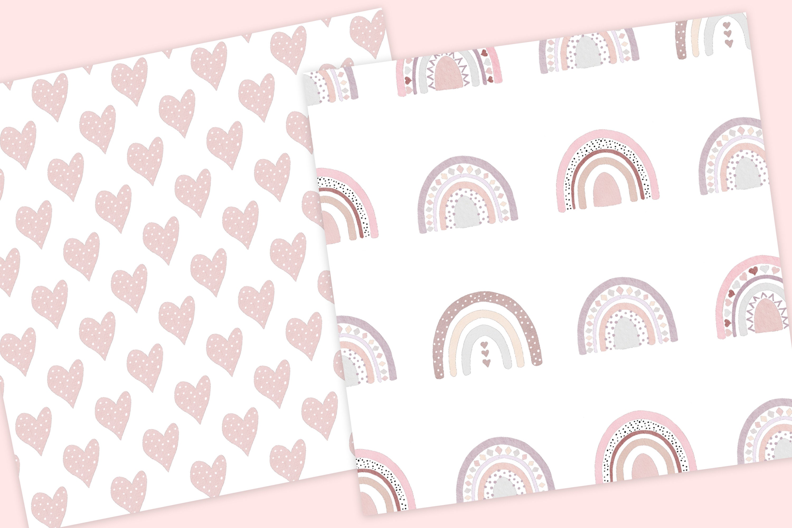 Boho Rainbow Watercolor Digital Paper Nursery Wall Art - Etsy