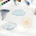 Weather Watercolor Clipart Set, Cloud Sun Rainbow Illustration, Tornado ...