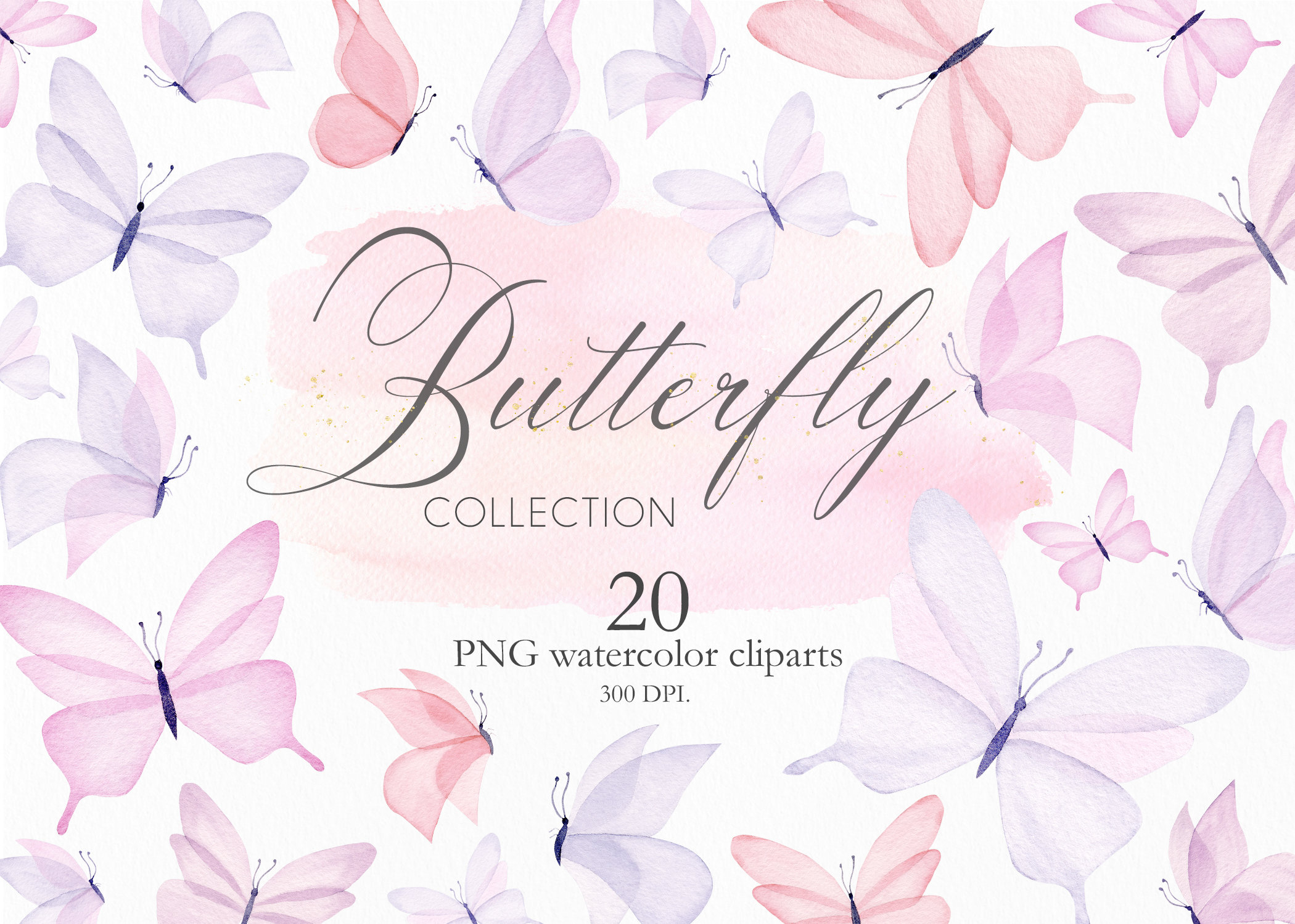 Watercolor Butterfly Clipart Hand Painted Pink Butterflies - Etsy