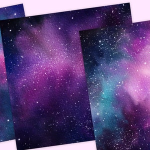 Galaxy Digital Paper, Watercolor Galaxy Wallpaper, Celestial Watercolor ...