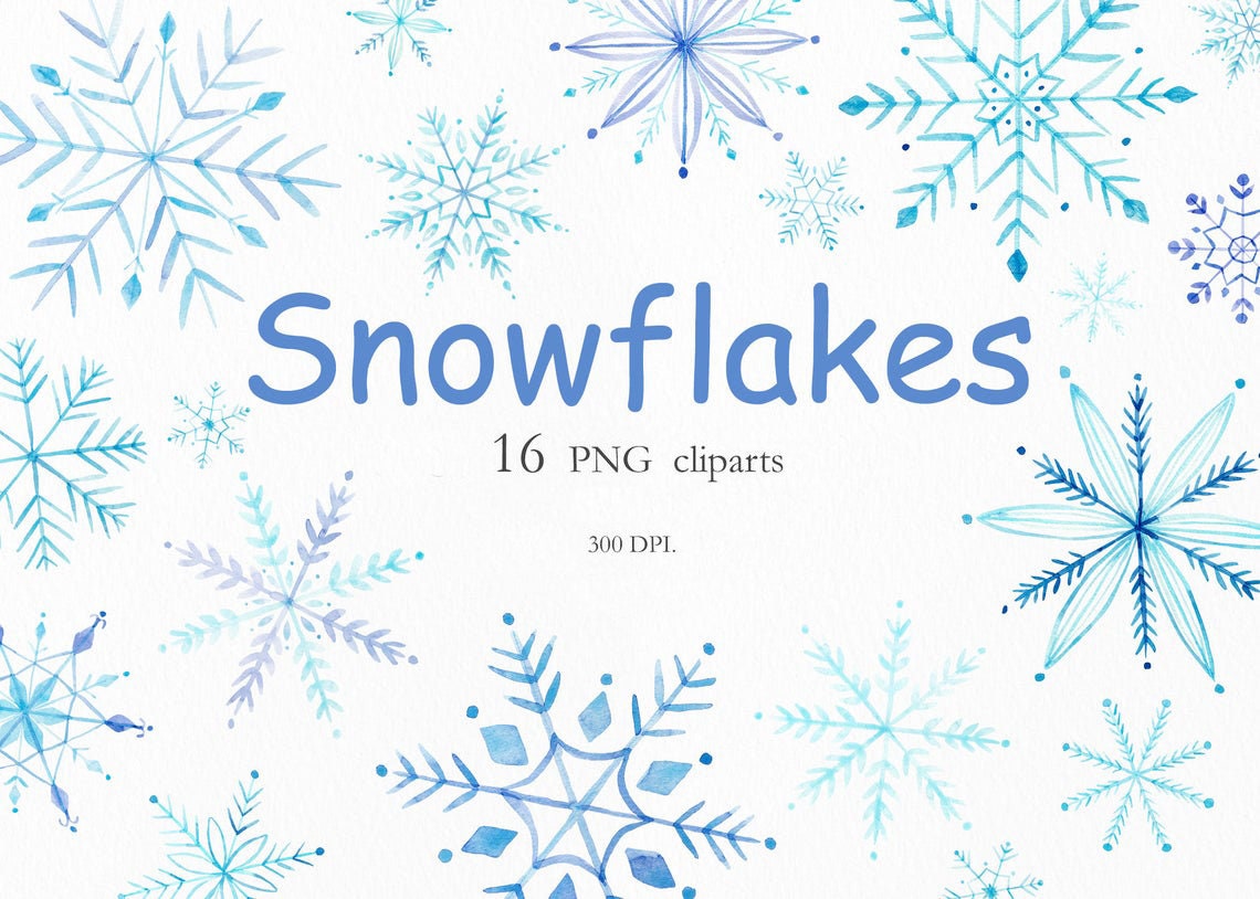 Snowflake PNG Watercolor Clipart Snowflake Christmas Clipart | Etsy