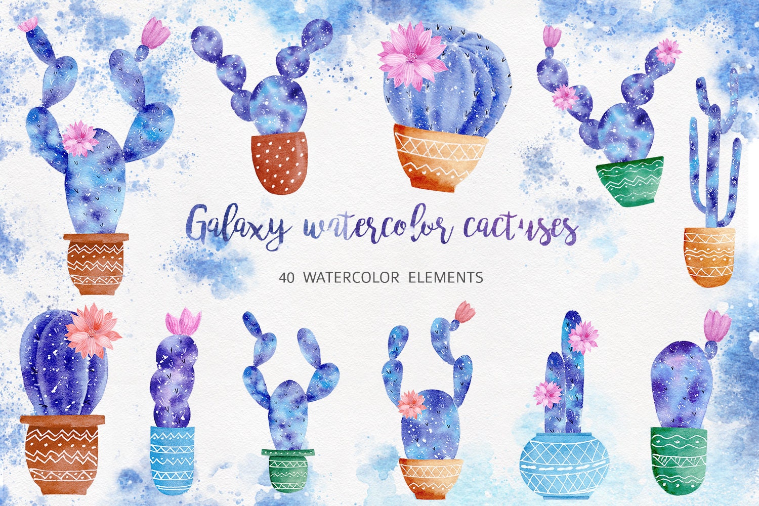 Watercolor Cactus Clipart Set Hand Painted Botanical Clipa - Etsy