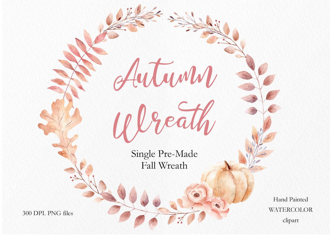 Autumn Wreath Watercolor Clipart Thanksgiving Wreath Fall - Etsy