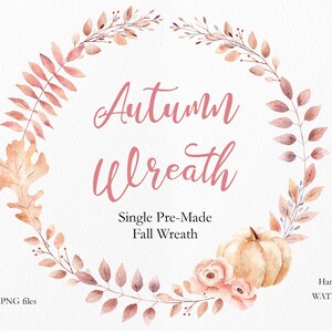 Autumn Wreath Watercolor Clipart, Thanksgiving Wreath Fall PNG, Fall ...