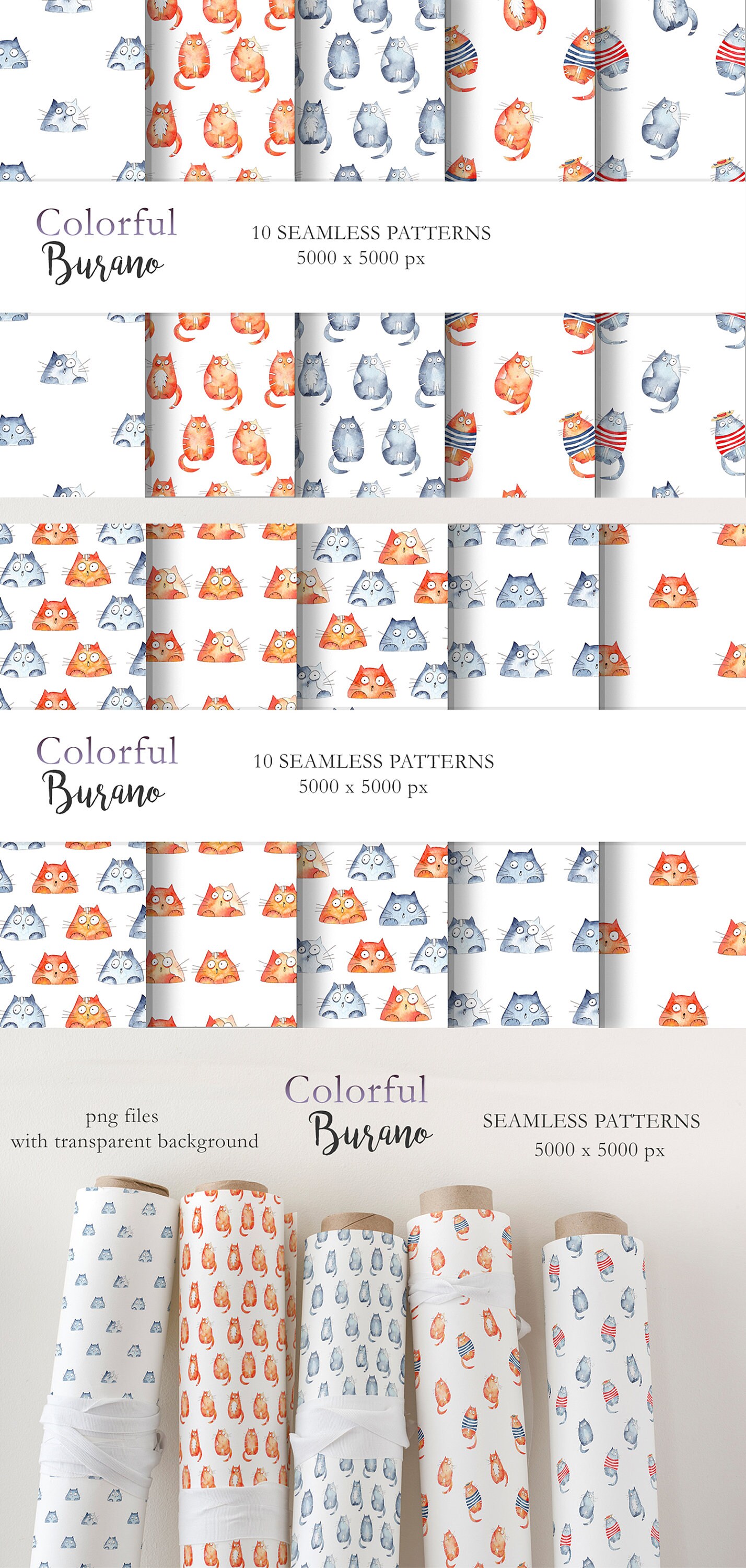 Watercolor Cats Digital Paper . Cute Cats Seamless Pattern - Etsy