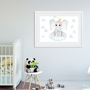 Baby Boy Elephant Watercolor Clipart. Rainbow Flower and - Etsy