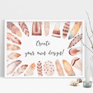 Watercolor Feather Clipart, Boho Clip Art Hand Painted Set of Neutral ...