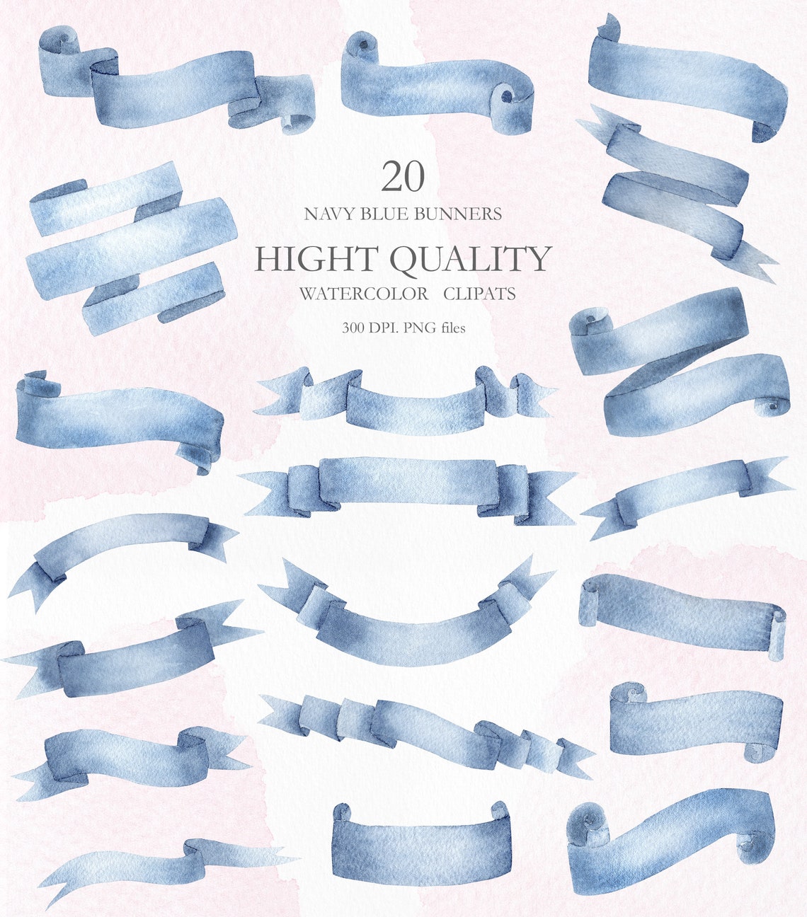 Watercolor Banners Clipart Set 73 Ribbons Clipart Colored | Etsy