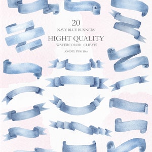 Watercolor Banners Clipart Set, 73 Ribbons Clipart, Colored Banners ...