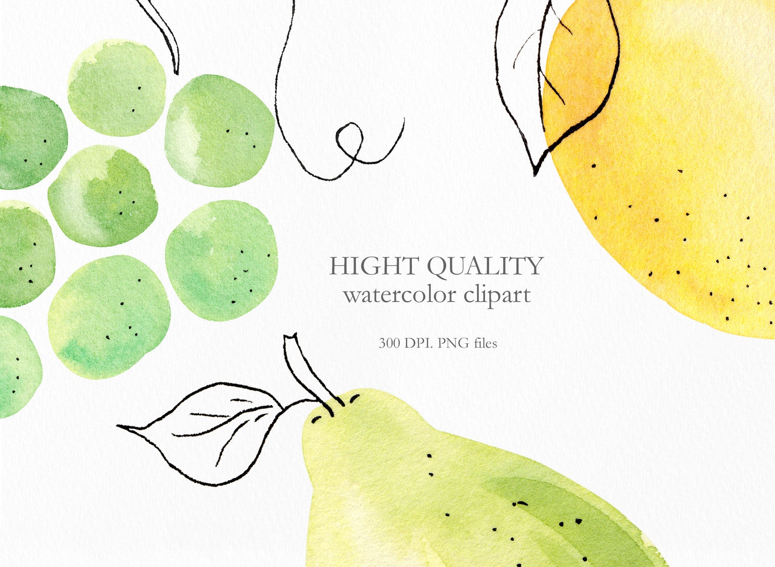 Watercolor Fruits Clipart Kitchen Clip Art Summer Tropical | Etsy