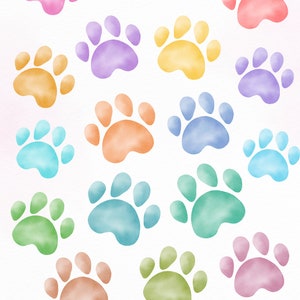 Paw Print Watercolor Clipart, Paw Prints Clip Art Set, Dog Paw Print ...