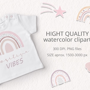 Boho Rainbow Watercolor Clipart, Neutral Rainbow PNG, Baby Shower ...
