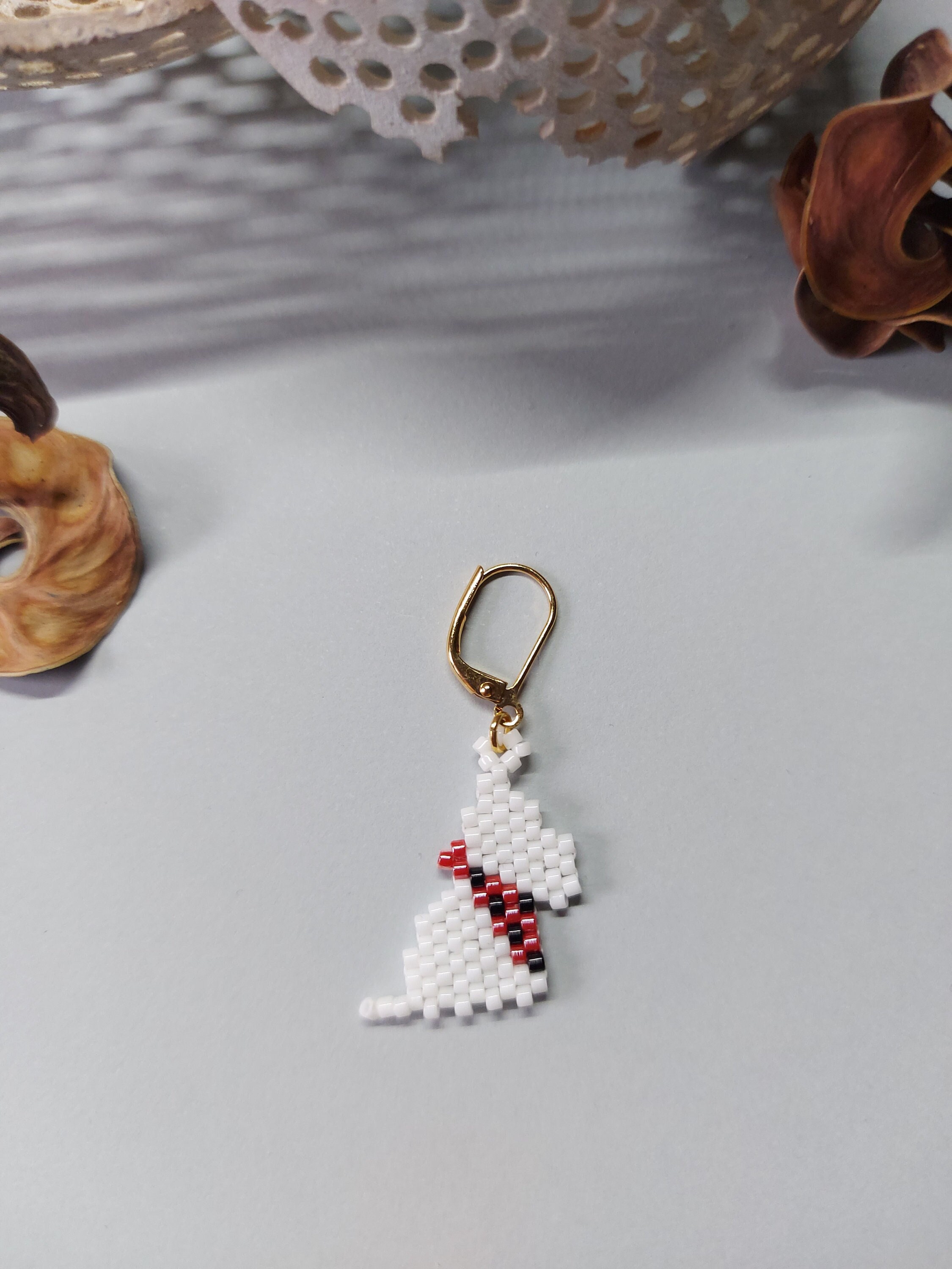 Dog Bead Stitch Marker White & Black Scottish Terrier Bead Charm Stitch ...