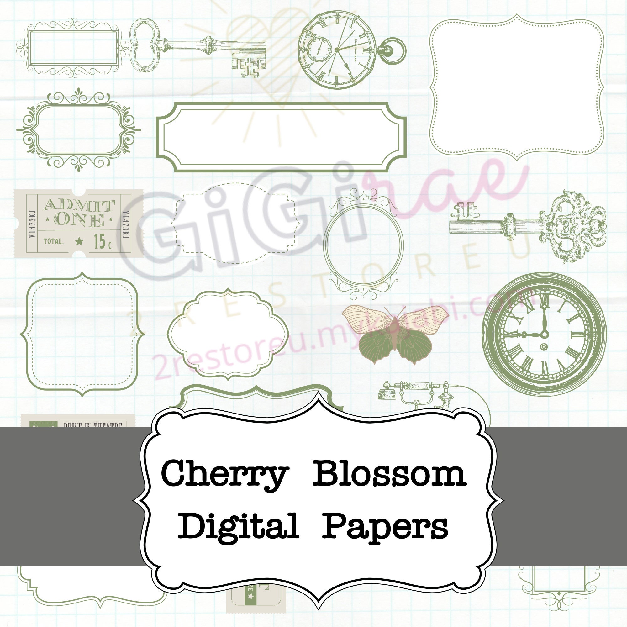 Cherry Blossom Digital Journal Bundle 20 Pages & Over 100 Elements - Etsy