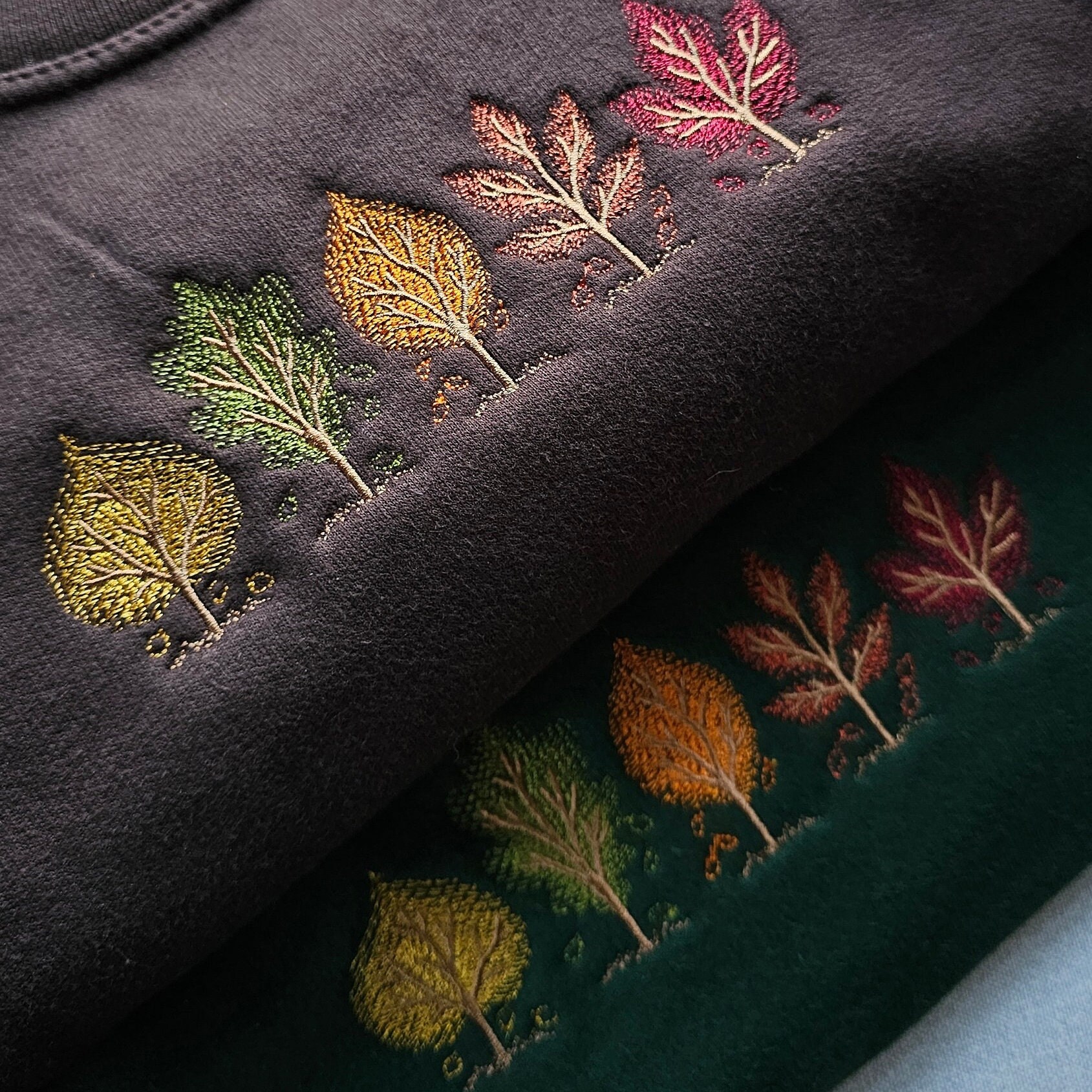 Autumn Leaves Sweatshirt, Autumn Embroidered Sweatshirt, Fall Sweater ...