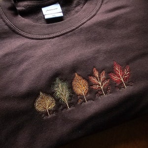 Autumn Leaves Sweatshirt, Autumn Embroidered Sweatshirt, Fall Sweater ...