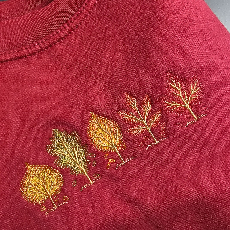 Autumn Leaves Sweatshirt, Autumn Embroidered Sweatshirt, Fall Sweater ...