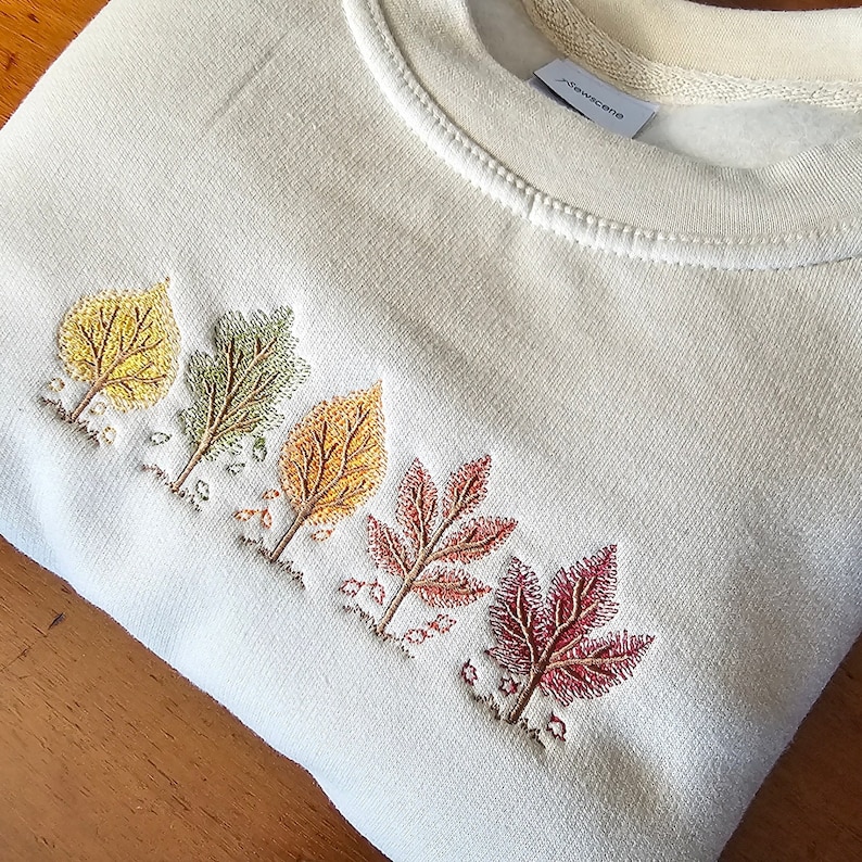 Autumn Leaves Sweatshirt, Autumn Embroidered Sweatshirt, Fall Sweater ...