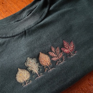 Autumn Leaves Sweatshirt, Autumn Embroidered Sweatshirt, Fall Sweater ...
