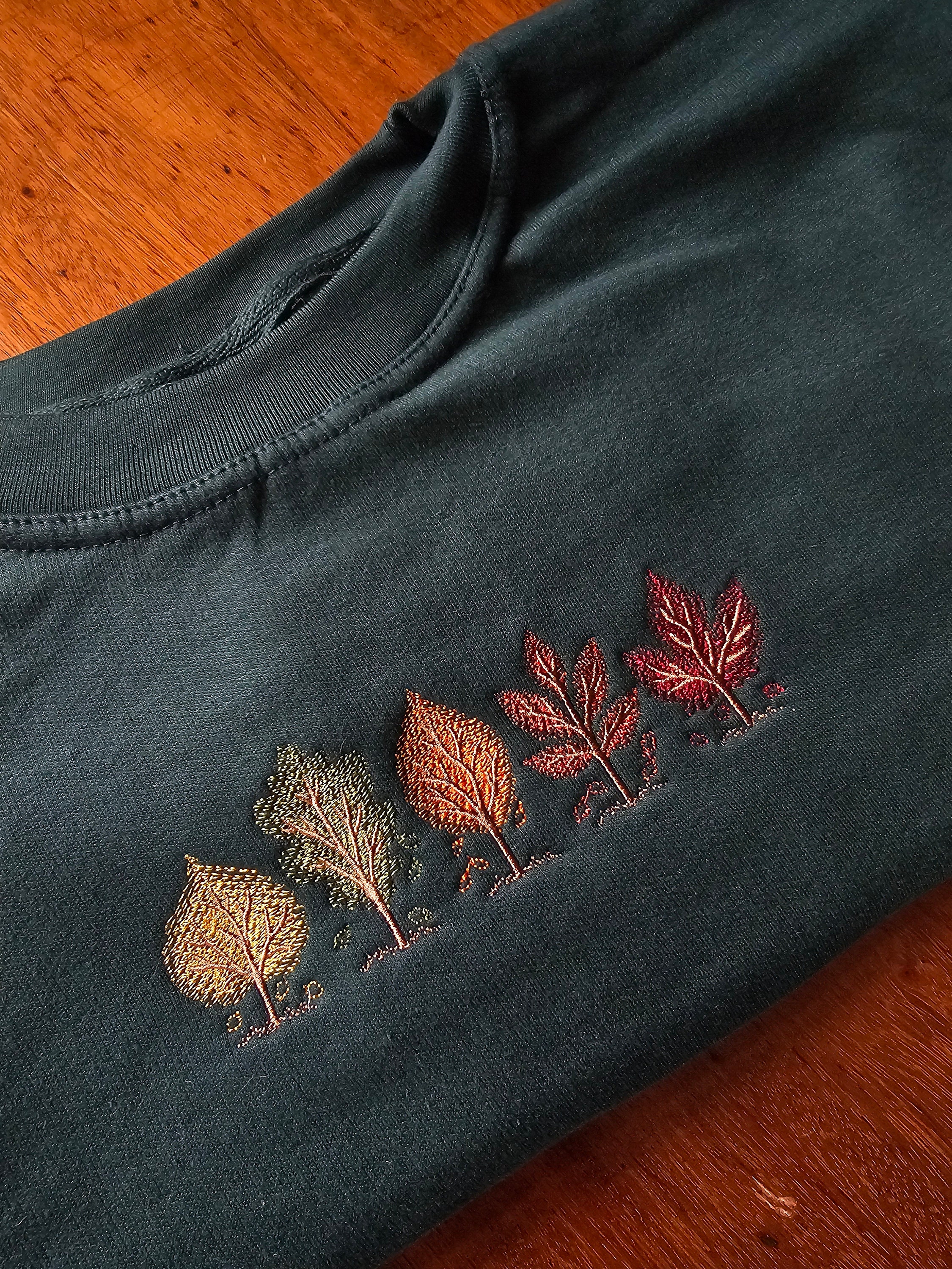 Autumn Leaves Sweatshirt, Autumn Embroidered Sweatshirt, Fall Sweater ...