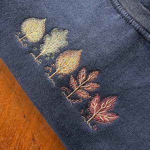 Autumn Leaves Sweatshirt, Autumn Embroidered Sweatshirt, Fall Sweater ...