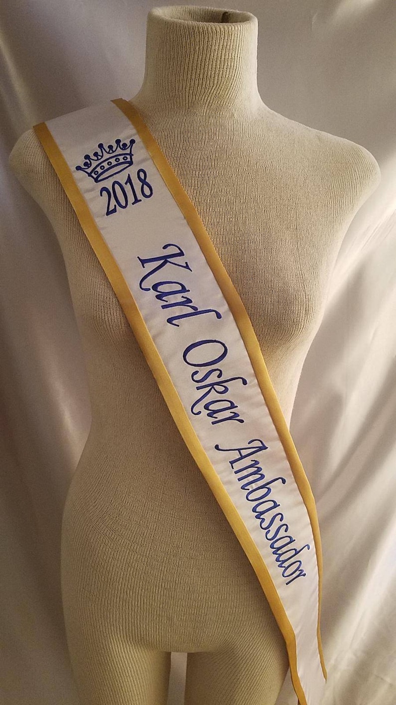 Custom Embroidered Sash With Trim - Etsy